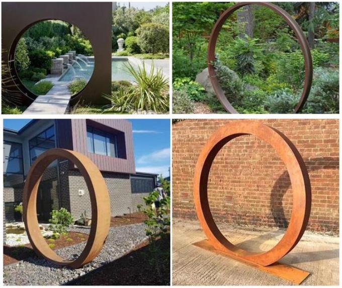 Decorative Large Rust Metal Moon Gate Corten Steel Garden Art Sculpture