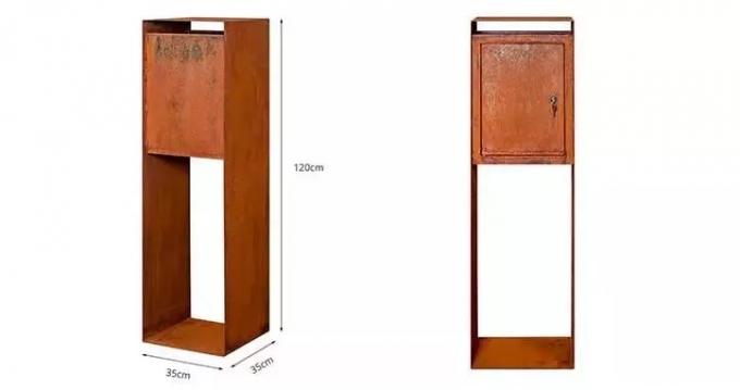 Outdoor Waterproof Metal Post Office Box Key Lock Corten Steel Mailboxes