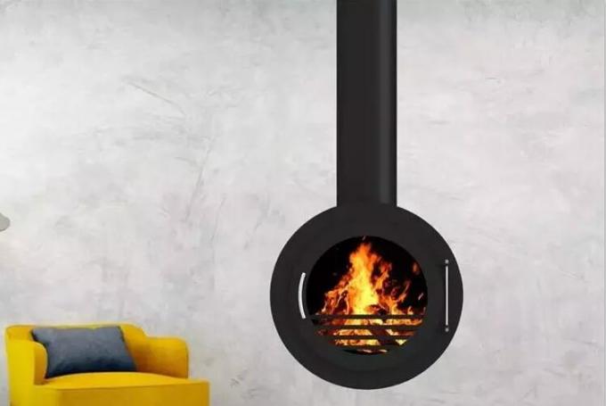 Villa Ceiling Mounted Stove Oval Sharp Wood Burning Steel Hanging ...