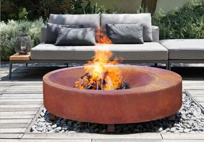 100cm Extra Large Outdoor Round Wood Burning Rust Fire Pit Bowl For Camping