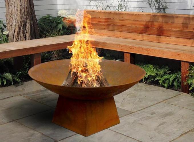 80cm Backyard Rusty Metal Fire Bowls Corten Steel Wood Burning Outdoor ...