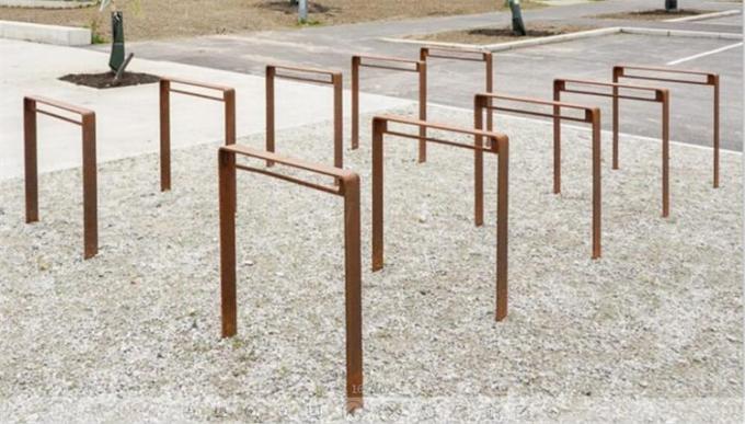 Metal Street Landscape Architecture Corten Steel Public Bicycle Racks