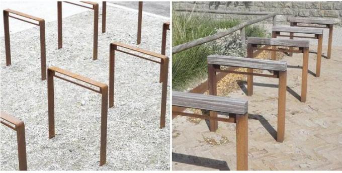 Metal Street Landscape Architecture Corten Steel Public Bicycle Racks