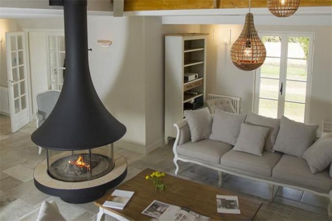 Indoor Decorative Ceiling Mounted Wood Burning Suspended and Rotating ...