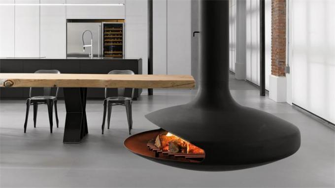 Hanging Indoor Heaters Suspended Rotating Wood Burning Fireplace