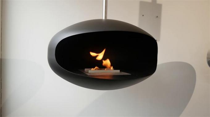 Bioethanol fireplace Modern Black Roof Mounted Cocoon Hanging Suspended ...