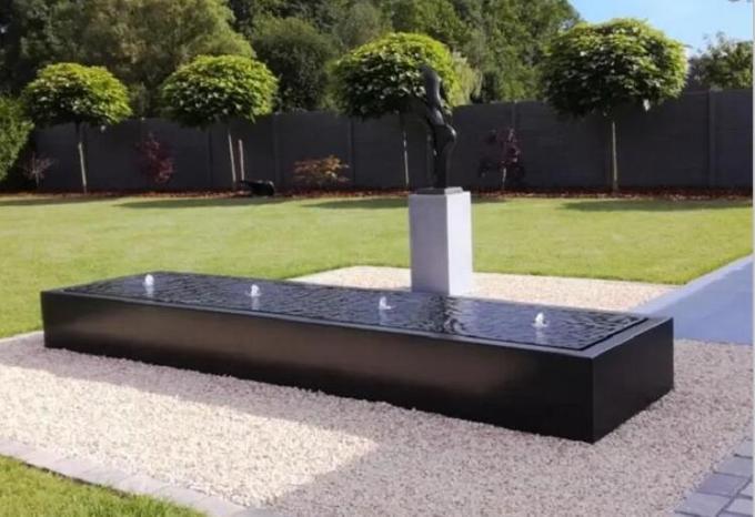 Dark Grey Rectangle Water Fountains Outdoor Metal Water Table Feature ...