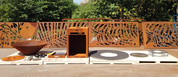 Outdoor Kitchen Cooking Corten Steel Bbq Brazier Fire Pit Smoker ...