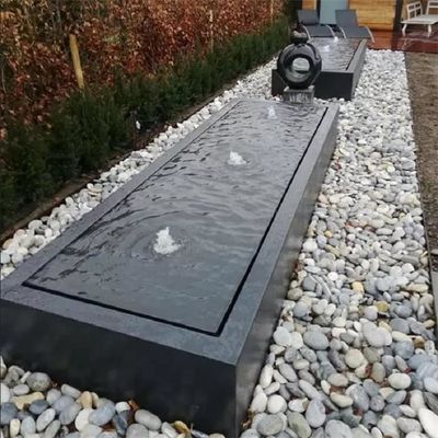 Dark Grey Rectangle Water Fountains Outdoor Metal Water Table Feature ...