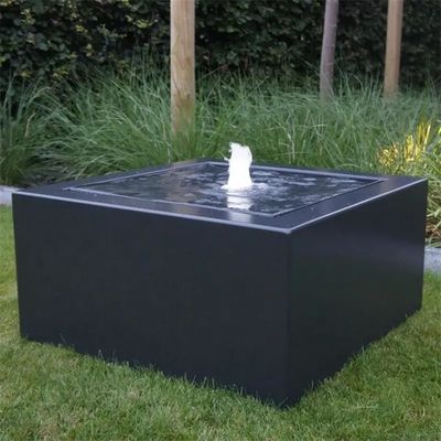 Dark Grey Rectangle Water Fountains Outdoor Metal Water Table Feature ...