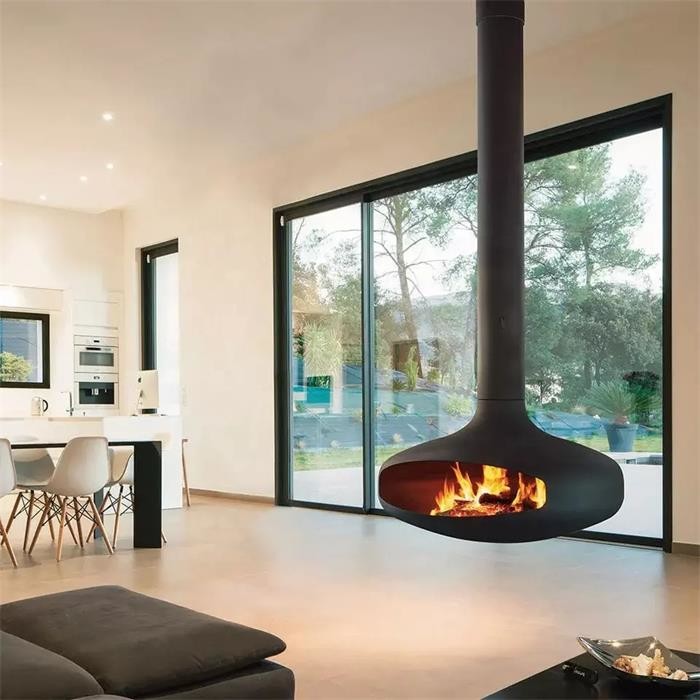 Indoor Decorative Wood Burning Rotating Suspended Hanging Steel Fireplace