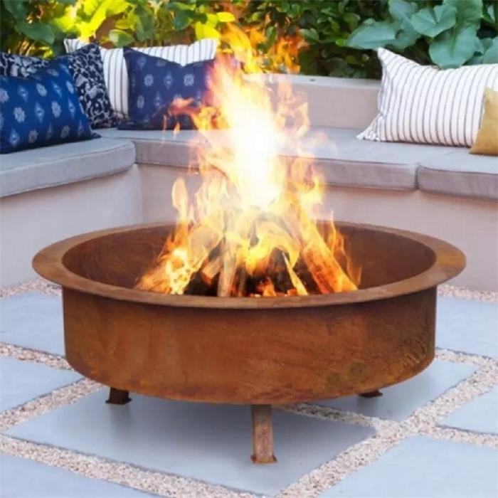Outdoor Round Courtyard Metal Heating Brazier Fire Pit Corten Steel ...