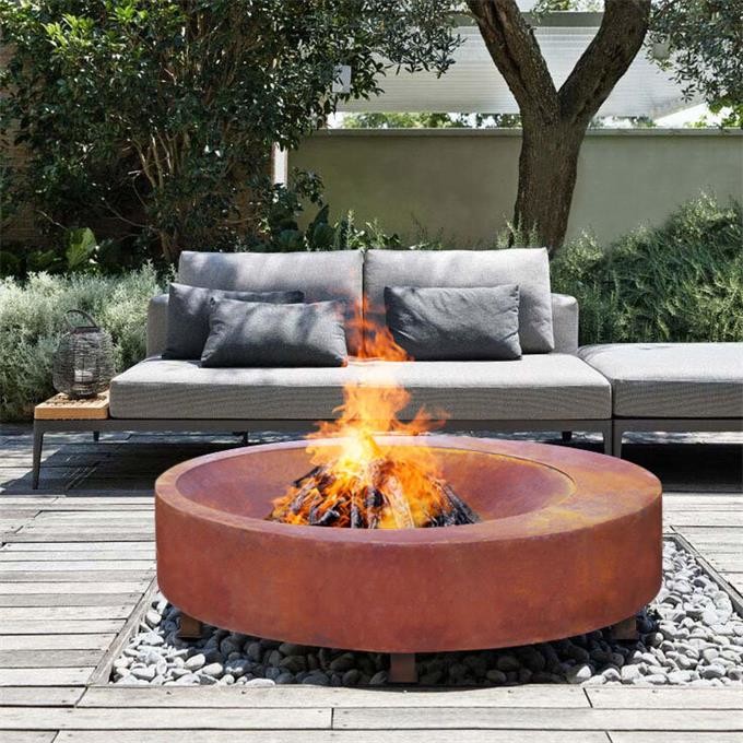 100cm Extra Large Outdoor Round Wood Burning Rust Fire Pit Bowl For Camping