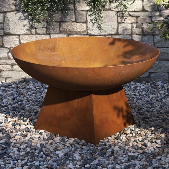 80cm Backyard Rusty Metal Fire Bowls Corten Steel Wood Burning Outdoor ...