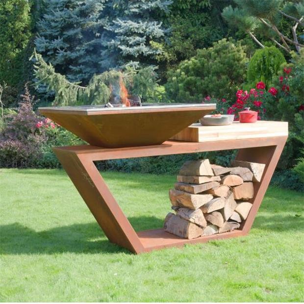 OEM Custom Outdoor Cooking BBQ Gill Corten Metal Garden Barbecue Fire Pit