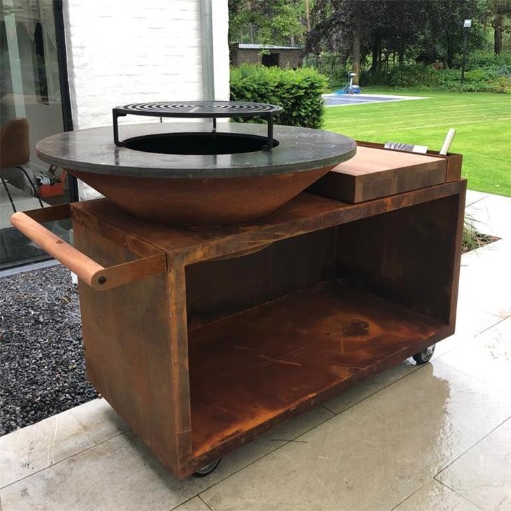 Multi Function Rectangular BOutdoor Cooking BBQ Corten Steel Fire Pit Grill