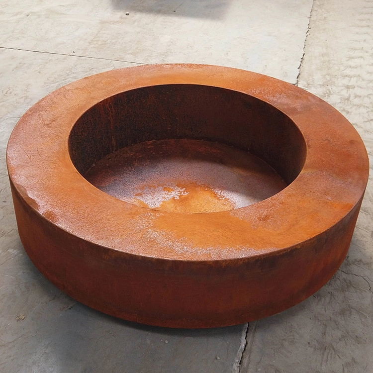 Garden Heater Wood Burning Rusted Metal Circular Corten Steel Fire Pit ...