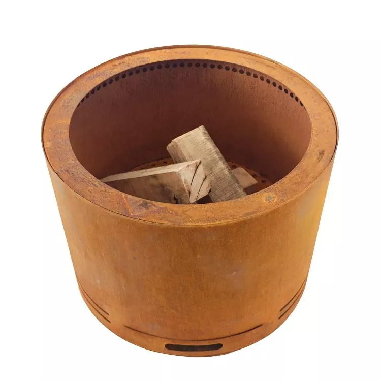 Wood Burning Double Layer Bonfire Stove Cylindrical Corten Steel ...