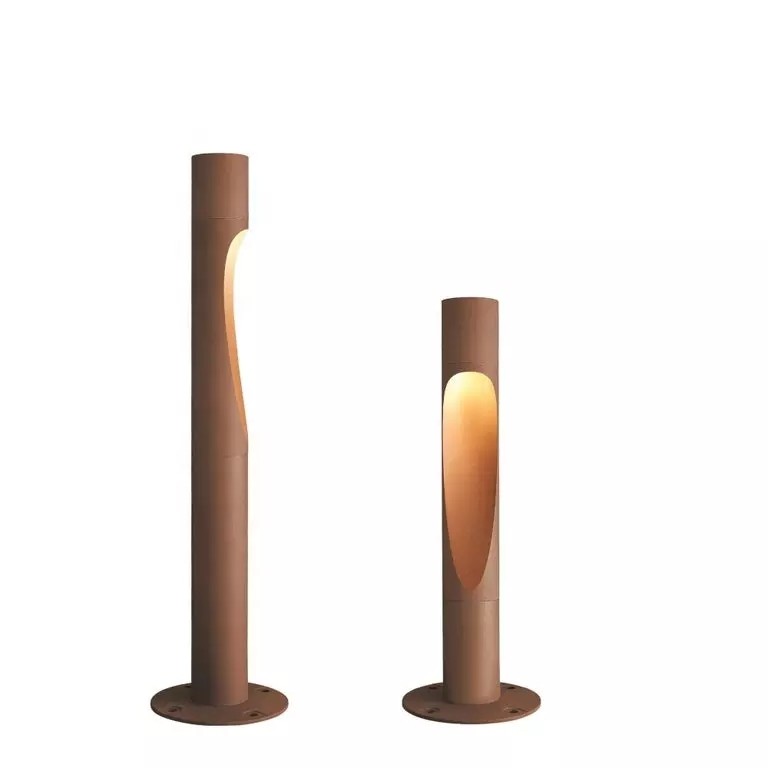 Outdoor Cylinder Led Solar Rust Metal Corten Garden Bollard Light Boxes