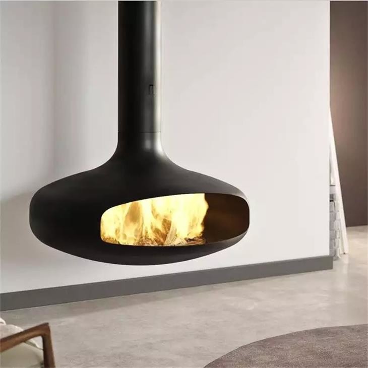 Morden Black Ceiling Suspended Wood Burning Steel Fireplace Stove For ...