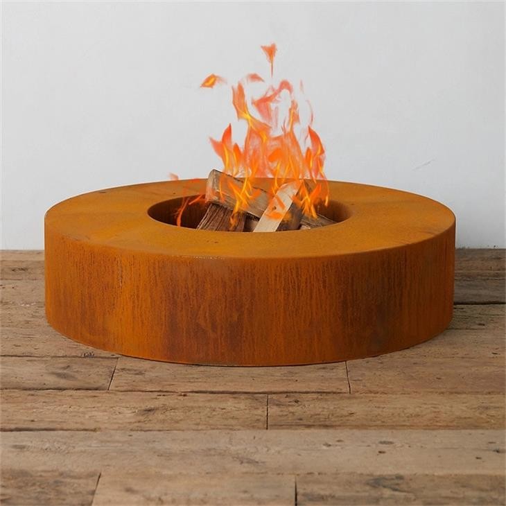Outdoor Heater Wood Burning Rusty Metal Firepit Corten Fire Bowl Table