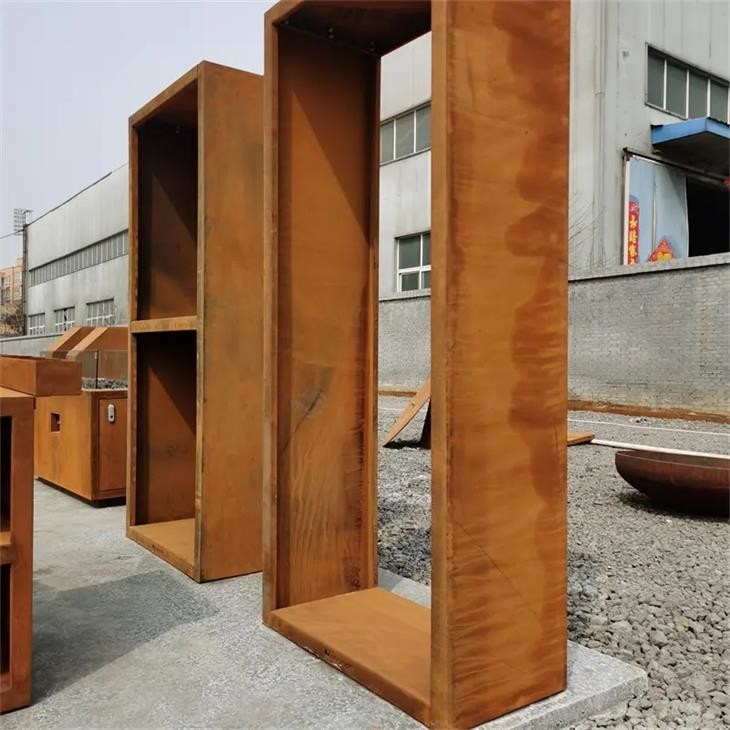 Custom Outdoor Rectangular Log Holder Corten Steel Firewood Storage Rack