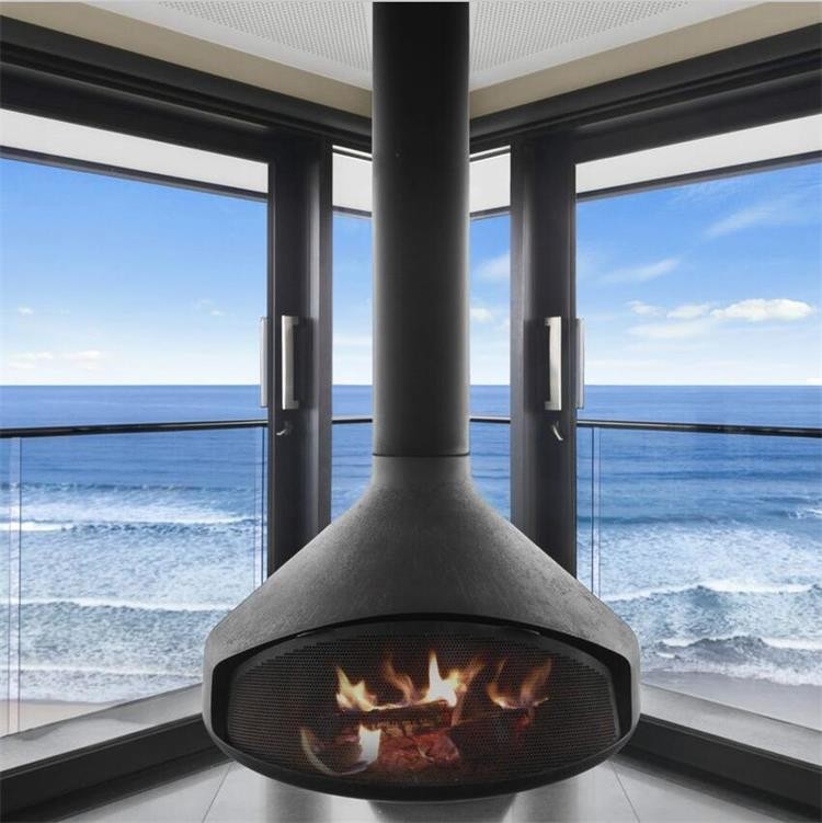 Europe Corten Suspended Wood Burning Stove Ceiling Suspended Fireplace