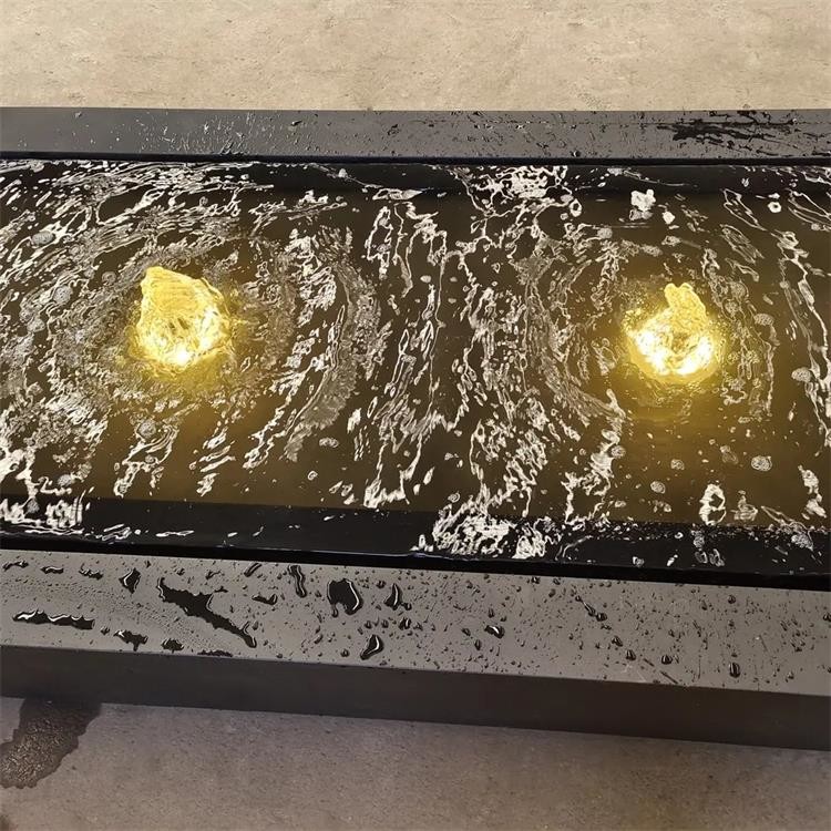 Dark Grey Rectangle Water Fountains Outdoor Metal Water Table Feature ...