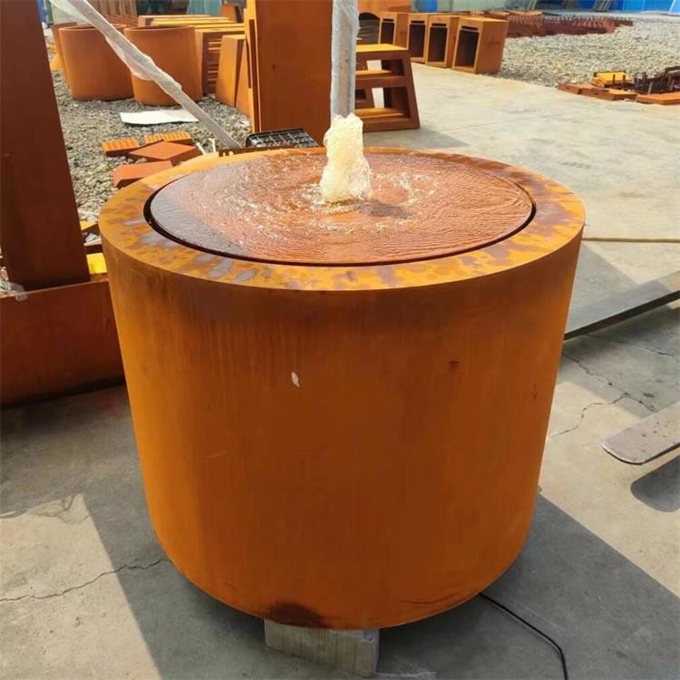 100cm Outdoor Metal Garden Water Fountain Corten Steel Round Water Table