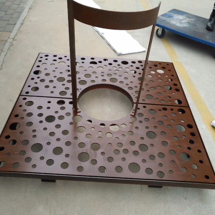 Customized Rusted Metal Corten Steel Tree Grating For Garden Decorative
