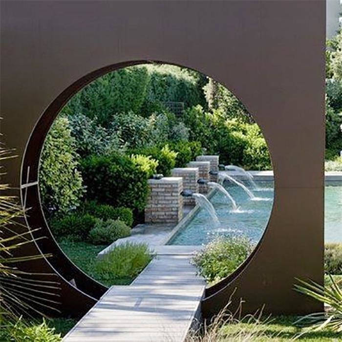 Decorative Large Rust Metal Moon Gate Corten Steel Garden Art Sculpture