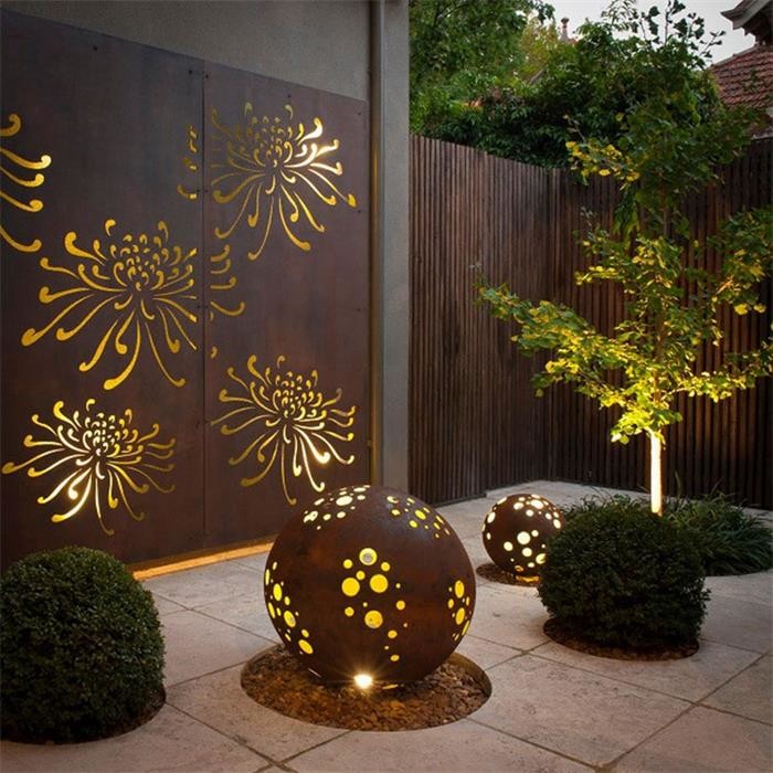 Laser Cut Outdoor Waratah Decorative Screen Corten Steel Light Feature ...