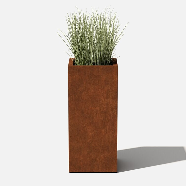 Anti Corrosion Classic Tall Cube Design Tower Corten Steel Column Planter